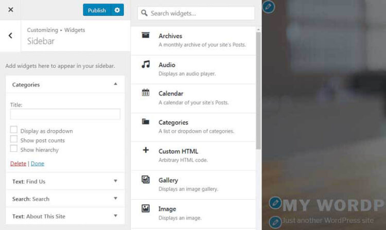 Widgets de WordPress y Barras Laterales (Temas Clásicos) - DreamHost